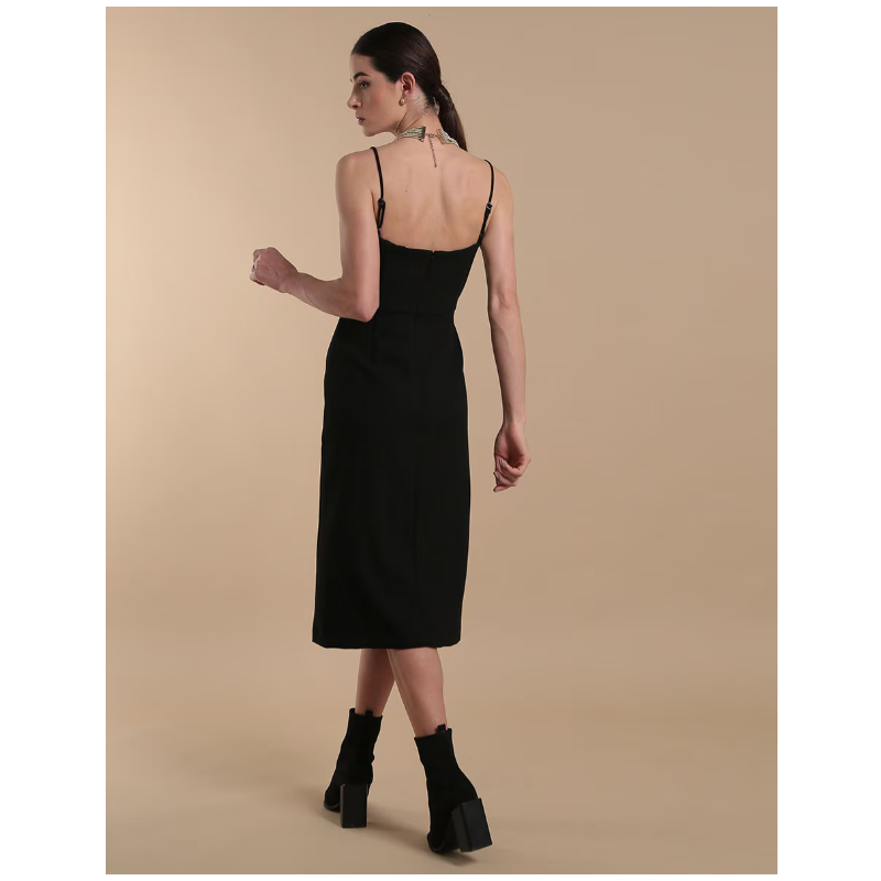 Vestido midi formal escote cuadrado para mujer