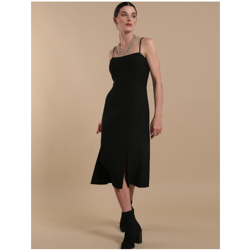 Vestido midi formal escote cuadrado para mujer